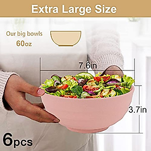 Wheat Straw Bowls Set 60 OZ Unbreakable Large Cereal Bowls Set of 6 Microwave and Dishwasher Safe Bowls Big Bowls for Eating BPA Free Eco Friendly Soup Bowl for Serving Oatmeal and Salad Etc…