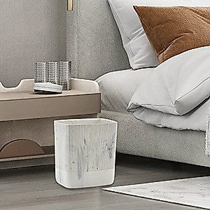 Polytree Bathroom Trash Can 1.8 Gallon(7 Liter) Small Kitchen Garbage Can,Decor Wastebasket for Bedroom Office,Resin Marble White