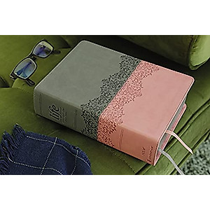 NIV, Life Application Study Bible, Third Edition, Large Print, Leathersoft, Gray/Pink, Red Letter, Thumb Indexed