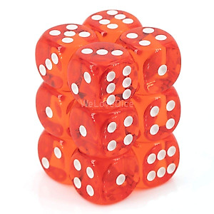 DND Dice Set-Chessex D&D Dice-16mm Translucent Orange and White Plastic Polyhedral Dice Set-Dungeons and Dragons Dice Includes 12 Dice – D6, Various (CHX23603)