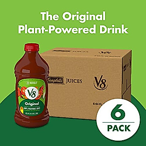 V8 Original 100% Vegetable Juice, 64 fl oz Bottle (Case of 6)