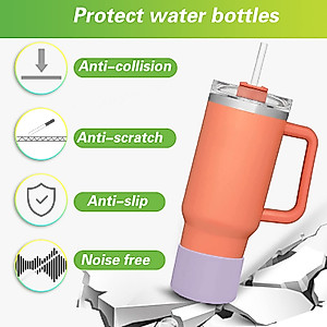 AIERSA 2Pcs Silicone Boot Sleeve for Stanley Quencher 40 oz 30 oz Tumbler with Handle & for IceFlow 20oz 30oz, Protective Water Bottle Cup Bottom Bumper Cover for Stanley Tumbler Accessories, Wisteria