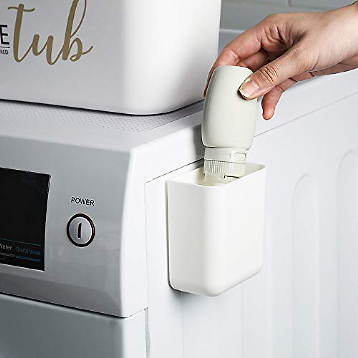 MOSUNKA Self Adhesive Wall Mounted Storage Box Bathroom Makeup Wall Organizer White Pen Holder Remote Cellphone Holders for Bedroom Home Decor Kicthen Room 2Pcs