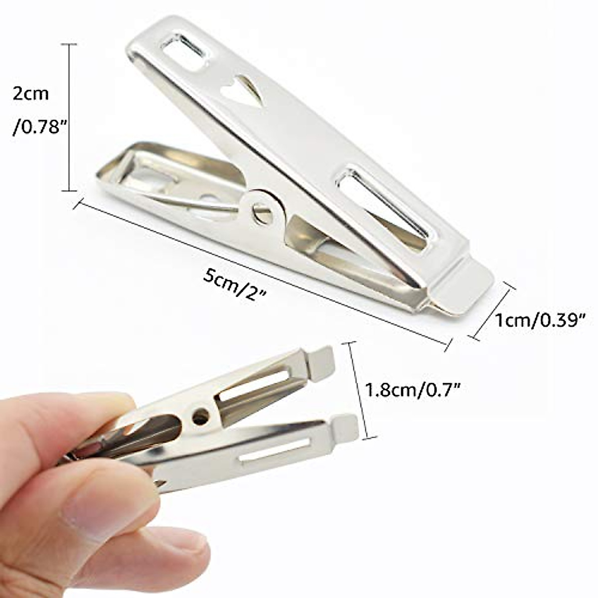 VIPbuy 60 PCS Strong Stainless Steel Clothes Pins Metal Laundry Clips with Storage Box for Clothes Sock Food Sealing Photos