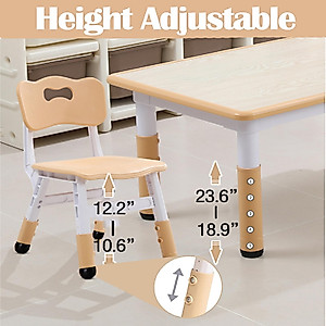 MilleLoom Kids Table and Chair Set, Height Adjustable Toddler Arts & Crafts Table and 6 Chair Set for Ages 2-10,Max 300lbs Kids Activity Art Table for Classroom Daycares,Home