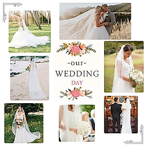 Unsutuo Wedding Veil Comb Bridal Cathedral Veil 1 Tier Drop Veil Wedding Rhinestones Hair Comb for Brides, 118 Inches (Ivory-Raw Cut)