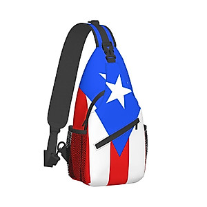 Puerto Rico Flag Sling Crossbody Backpack Bag Chest Bag For Men Women Travel Hiking Daypack