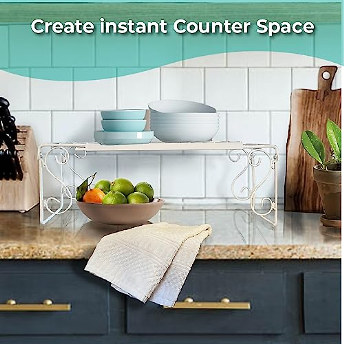 Trenton Gifts Kitchen Storage Sink Shelf Organizer, Expandable Wire Rack, White