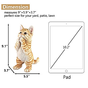 Garden Cat Statue Decorative Outdoor Figurine, Fairy Art Yard Décor Statue for Patio Lawn, Home Office Ornaments Housewarming Gifts (Orange)