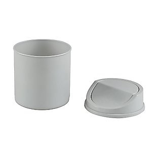 Knifrfish 0.5 Gallon Plastic Countertop Waste Bin with Swing Lid, Tiny Garbage Can, Mini Desktop Trash Can, Gray