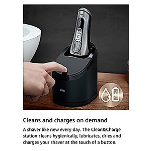 Braun Electric Razor for Men, Series 9 9296CC Electric Shaver With Precision Trimmer, Rechargeable, Wet & Dry Foil Shaver, Clean & Charge Station & Leather Travel Case