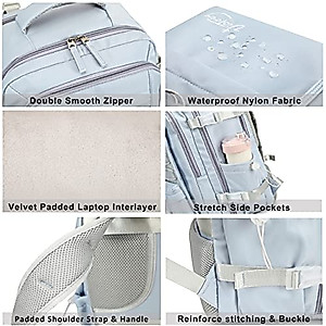 Travel Backpack for Women Men 15.6 Inch Laptop Backpacks with USB Port Carry on Bag Airline Approved Large College School Bookbags Waterproof Work Business Sport Rucksack Casual Daypack (Blue)