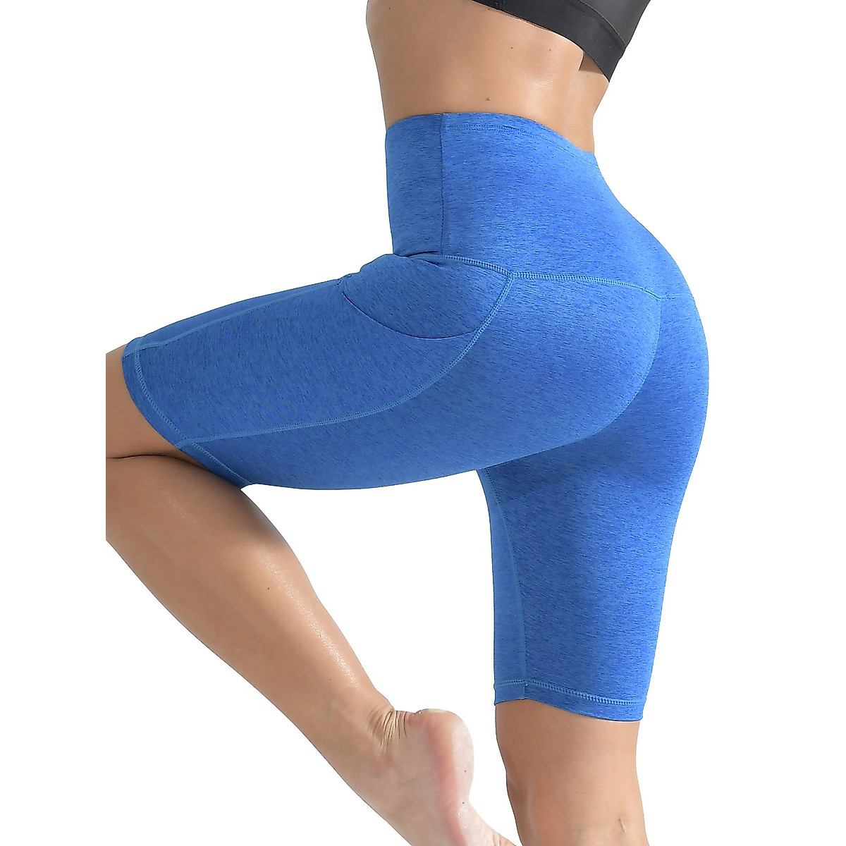 CADMUS High Waisted Compression Shorts for Women Bike Shorts Workout Running Shorts Pockets,20,Dark Grey,Grey,Blue,Medium