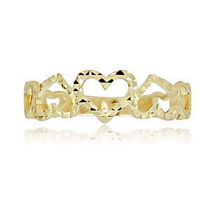 AVORA 10K Yellow Gold Open Heart Band Fashion Ring - Size 7