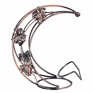 AYNEFY Countertop Red Wine Rack Holder Shelf Display Stand Organizer Moon Shape Storage Bronze Stylish Decoration Unique Gift Bottle Desktop Freestanding