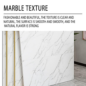 QUDEX Reception Desk Counter Desk for Checkout & Retail, Multifunctional Modern Transaction Counter Top, Standing Front Table for Office, Contemporary Reception Desk 120cm/47.2in White-Marble