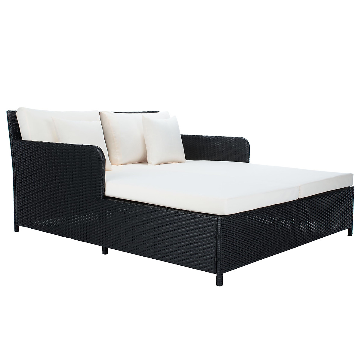 Safavieh PAT7500A Outdoor Collection Cadeo Black and White Cushion Daybed