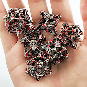 Metal DND Dice Set Polyhedral Dice Set Dungeons and Dragons Dice MTG RPG Role Playing D&D Games Dice Pathfinder Shadowrun D N D Skull Dice D20 D12 D10 D8 D6 D4, bloodstain