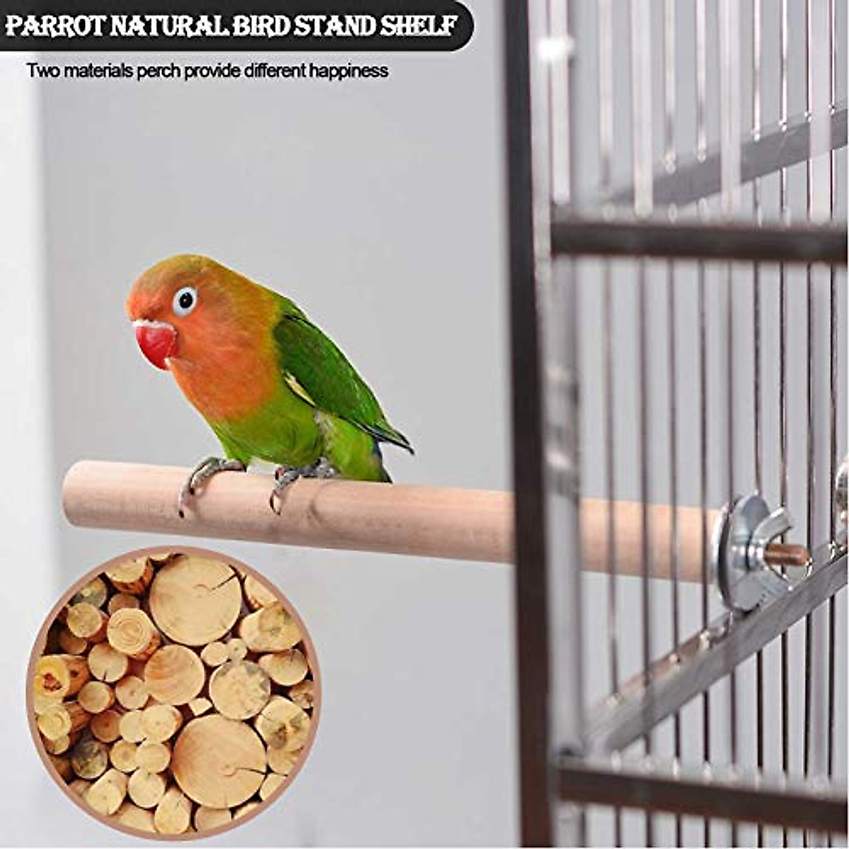PINVNBY Bird Perch,Parrot Perches Stand Natural Peach Wood Fork Parakeet Birdcage Paw Climbing Stands Cage Toy Accessories for Conures,Lovebirds,Budgies,Cockatiels and Finches(10 Pcs)