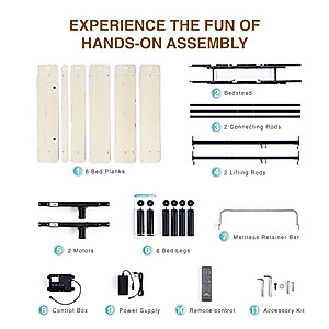 Applied Sleep Queen Adjustable Bed Frame Adjustable Bed Base with LED Under Bed Lighting, Bluetooth APP, Back and Foot Incline (Queen)