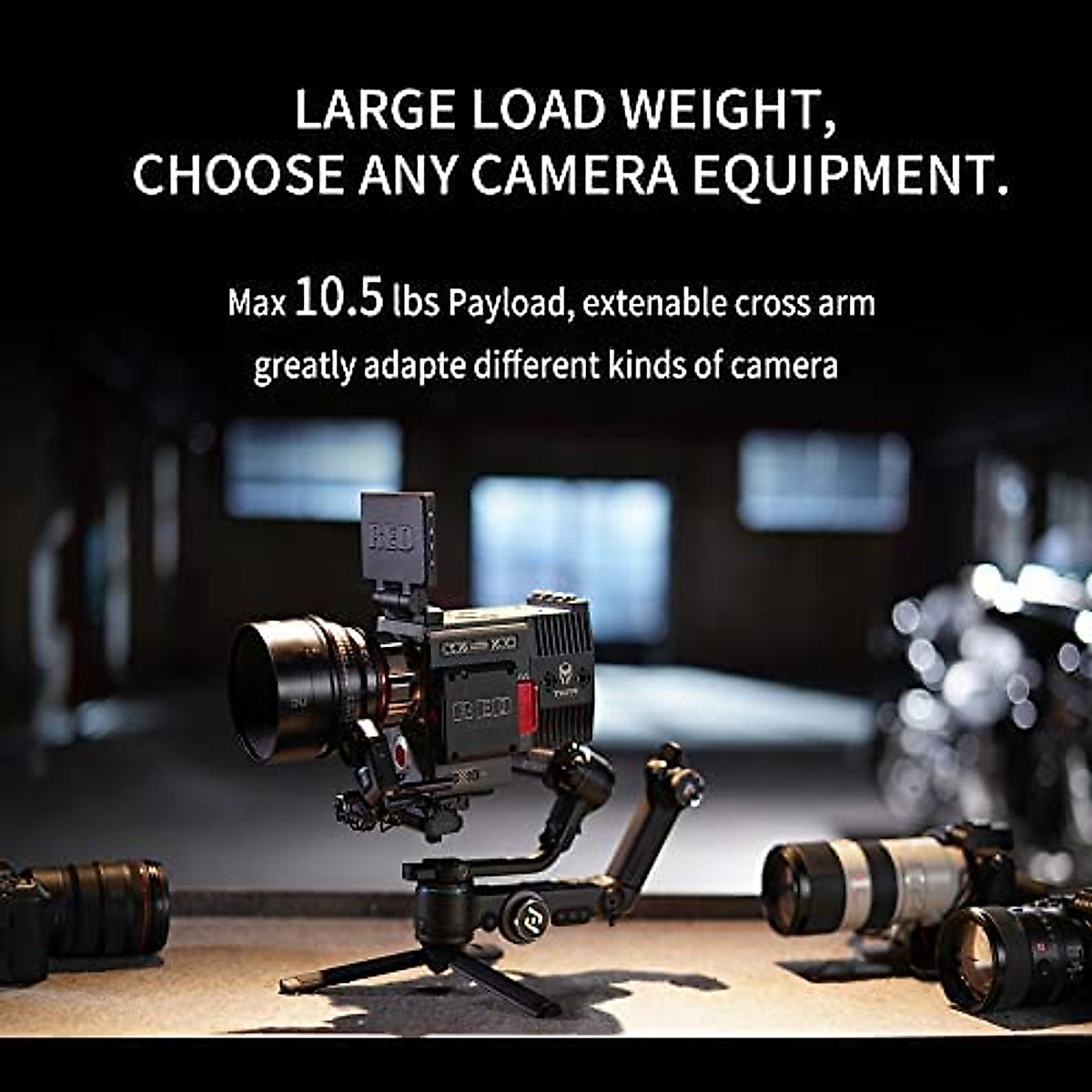 FeiyuTech SCORP PRO Official-Authorized Gimbal Handheld Camera Stabilizer with Remote Handle and OLED Screen for Mirrorless Camera for Sony,Canon,Nikon,Fujifilm,10.5 lb Payload，Without Case