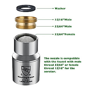 Swivel Faucet Aerator, Faucet Nozzle with 2 Spray Modes,360° NSF Rotate Kitchen Sink Faucet Attachment,Faucet Extender for Kitchen 55/64 inch Female Thread,Kitchen Sink Aerator Chrome