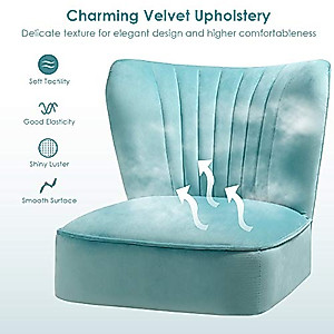 Giantex Velvet Accent Chair, Upholstered Modern Sofa Chair w/Wood Legs, Thickly Padded, Small Armless Wingback Club Chairs for Living Room Bedroom Furniture