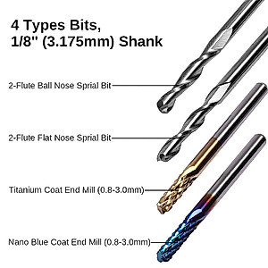 Genmitsu CNC 3018-PRO Router Kit Milling Engraving Machine + 40PCS End Mill CNC Router Bits (2 Flutes, 1/8" Shank)