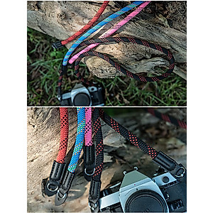 Eorefo Camera Strap Vintage 100cm Nylon Climbing Rope Camera Neck Shoulder Strap for Micro Single and DSLR Camera(Blue)