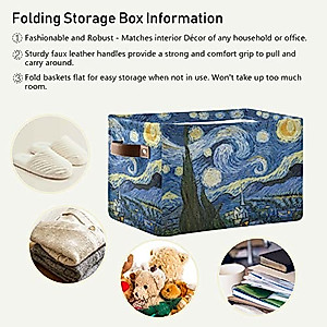 xigua Van Gogh The Starry Night Storage Basket Durable Canvas Storage Bins with Handles Large Collapsible Storage Bins Boxes for Shelves,Home Office,Toys,Closet & Laundry- 1PCS