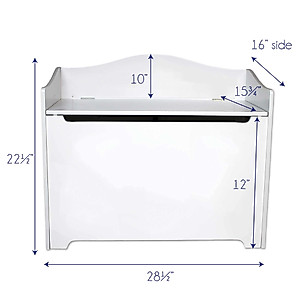 My Bambino Personalized Toy Box Bench Woodland Forest Animals White Wooden Toy Bin with lid - Chest for Toys Storage and added Nursery Playroom Bedroom Decor Seat Organizer