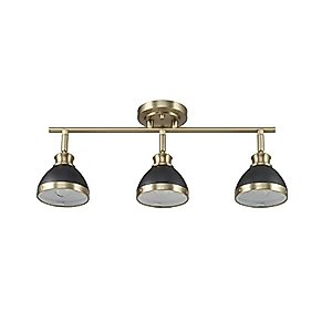 Globe Electric 64000004 22" 3-Light Track Lighting, Matte Brass, Matte Black Shades, Track Ceiling Light, Track Lighting Kit, Vintage, Ceiling Light Fixture, Home Décor, Kitchen, Bulb Not Included