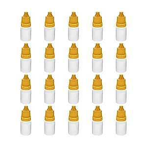 Othmro 20Pcs 0.2oz Lab Dropping Bottles 5ml PE Plastic Bottles Lab Eye Dropper Bottles Squeezable Eye Liquid Drop Bottle Small Mouth Drop Bottles Sample Seal Storage Bottles with Yellow Cap for Travel