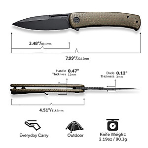 CIVIVI Caetus Pocket Knife for Men,Flipper Knife with 3.48" 14C28N Steel Blade Burlap Micarta Handle, Folding Knife with Liner Lock for Ideal Gift C21025C-3