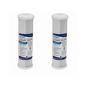 PureT HQCBC-10-5, 10x2.5" Coconut Carbon Block Filter - NSF Certified - Cononut Shell Activated Carbon removes Chlorine, Dirt and More (5 u Micron Rated) (2 Pack)