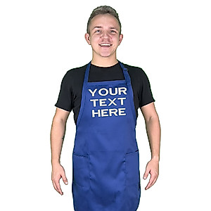PLACE4PRINT Personalized Chef Apron Embroidered Design - Customized Aprons for Women and Men, Kitchen Chef Apron with 2 Pockets and Long Ties, Adjustable Bib Apron for Cooking, Serving