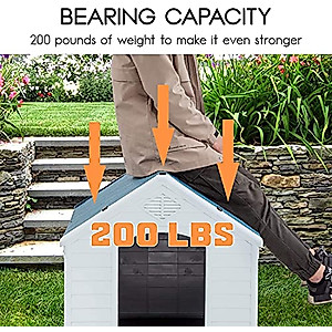 Dog House Doghouse House for Large Dog House Dog Houses for Large Dogs Outside Small Dog House Pet House Outdoor Dog House All Weather Dog House W/Base Support for Winter Durable House