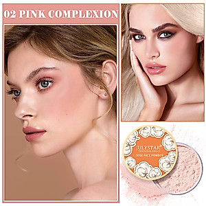 Pink Setting Powder Loose Face Powder Matte Soft Smooth Oil Control Long Lasting Loose Setting Powder Makeup For Natural Flawless #02 Pink Complexion