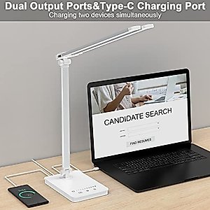 Bright LED Desk Lamp for Home Office - Dual Swing Arm Eye-Caring Architect Task Lamp, Adjustable Foldable Table Lamp, Dimmable Touch Control Desktop Lamp 5 Lighting Modes for Work/Study