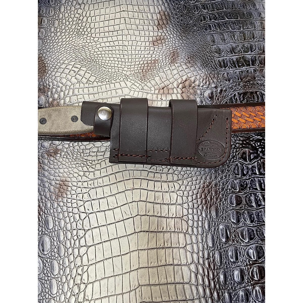 Carl Thomas Leathers Custom Made Horizontal Knife Sheath Made to Fit ONLY The Ontario Rat 3 or Esse 3 Knife. Can be Worn on Either Side. Knife NOT Include.