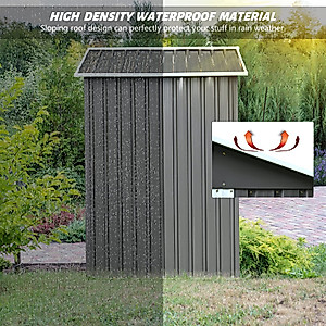 6' x 4' Outdoor Storage Shed, Outdoor Metal Storage Sheds with Sliding Door for Bike, Garden Shed Small Tool Outside Storage Cabinet for Backyard, Patio, Lawn, Spire