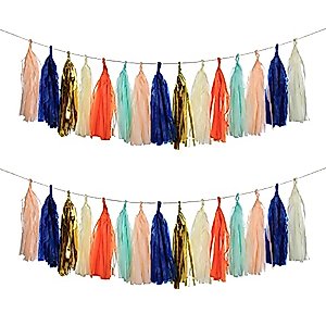 Tissue Paper Tassel DIY Party Garland Decor for All Events & Occasions ，30 Tassels Per Package