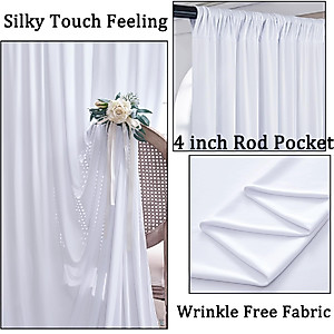 20ft x 10ft Wrinkle Free White Backdrop Curtains for Parties, Polyester Photo Backdrop Drapes 4 Panels 5x10ft for Wedding Graduation Birthday Party Photography Background