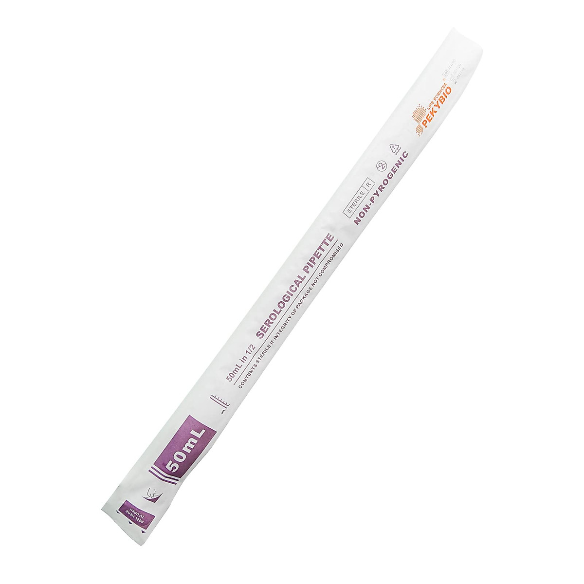 PEKYBIO Polystyrene Serological Pipettes Individually Wrapped Sterile Plastic Graduated Pipette 50ml, Pack of 50