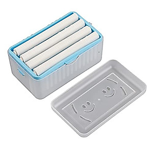 WBTY Multifunctional Box, Foaming Dispenser with Roller and Drain Holes, Bar Holder for Home Bathroom Kitchen Countertop Keep Dry & Easy to (Blue)