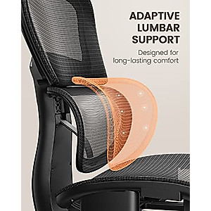 ErGear Office Chairs, Ergonomic Office Chair, Mesh Desk Chair with Adaptive Lumbar Support, High Back Computer Chair with Adjustable backrest Height and Headrest, Swivel Mesh Chair for Home Office