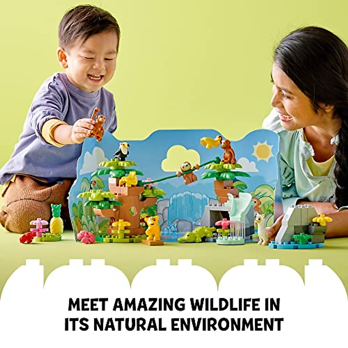 LEGO DUPLO Wild Animals of South America 10973 Educational Set - Featuring 7 Toy Animal Figures and Jungle Playmat, Early Learning and Motor Skill Toys for Toddlers, Girls, Boys, and Kids Ages 2+