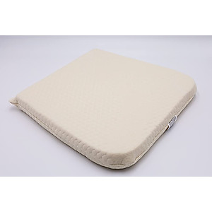 ORGANIC TEXTILES 3" Organic Latex Seat Cushion with Non-Removable Organic Cotton Cover, 18"x16", Natural, Medium Firm, GOTS & GOLS Certified, Cushion for Tailbone Pain, Desk Chair Car Seat Cushion