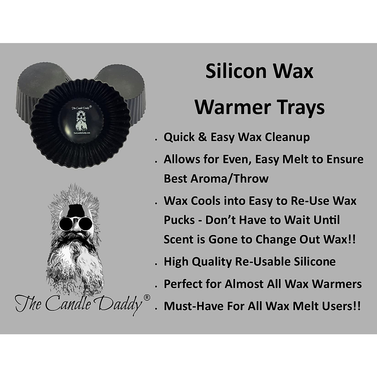 The Candle Daddy Pack of (3) Silicone Wax Warmer Liners - Re-Usuable - Must Have for All Wax Melt Users Easy Clean Up, Keep Wax Longer, Best Aroma/Throw