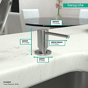hansgrohe Bath and Kitchen SinkSoap, Focus 3-Inch, Steel Optic, 40438801 Soap Dispenser